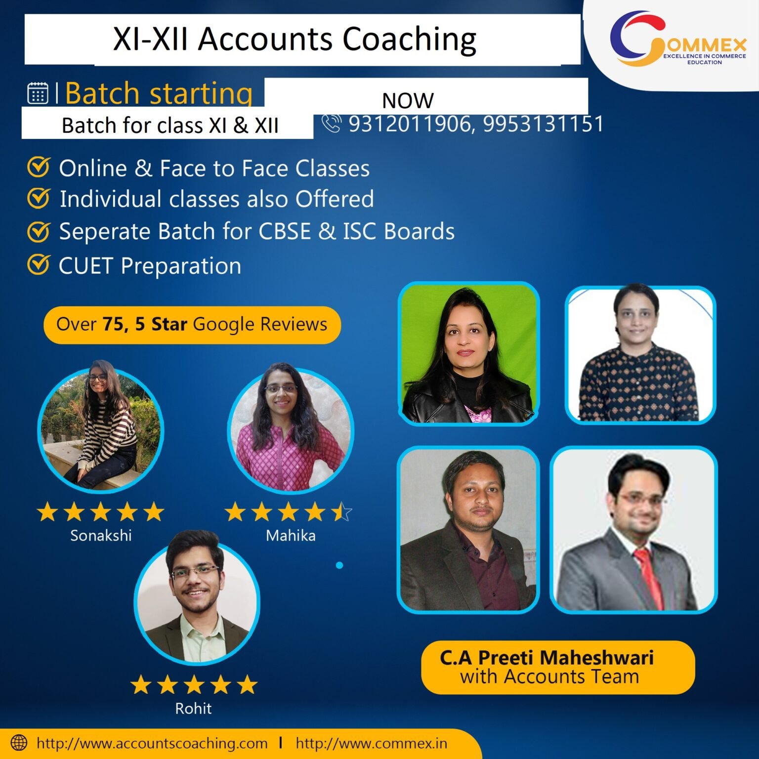 11th & 12th Accountancy classes by C.A. Preeti and Team